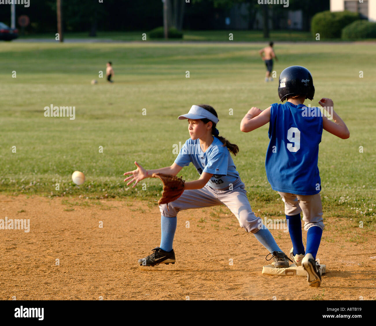 Safe at First Base Stock Photo - Alamy