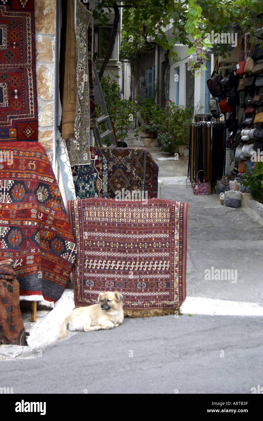 Outside the Carpet Shop Kritsa Village Eastern Crete Greece Europe ...