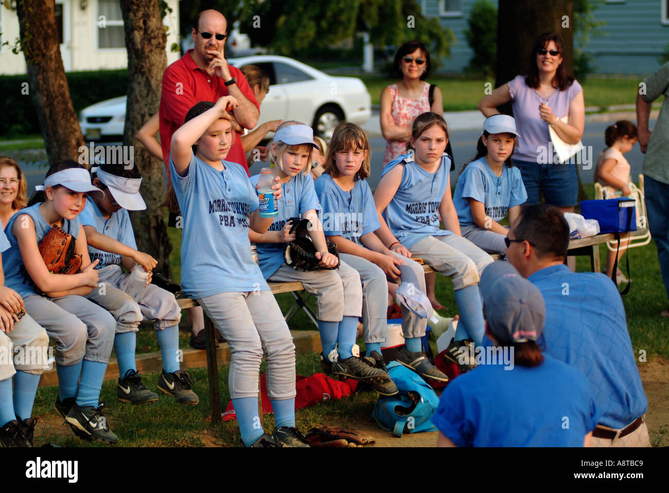 Girls Softball Coaching Stock Photo - Alamy