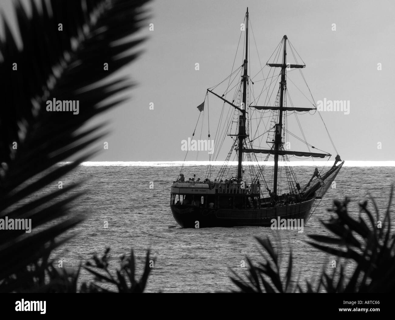 Pirate tourist cruise ship Tenerife Canary Islands, at Los Cristianos ...
