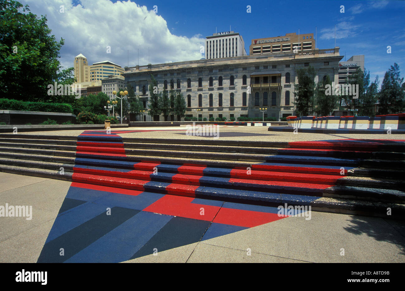 Parliament building and coloured block sculptures Adelaide South ...