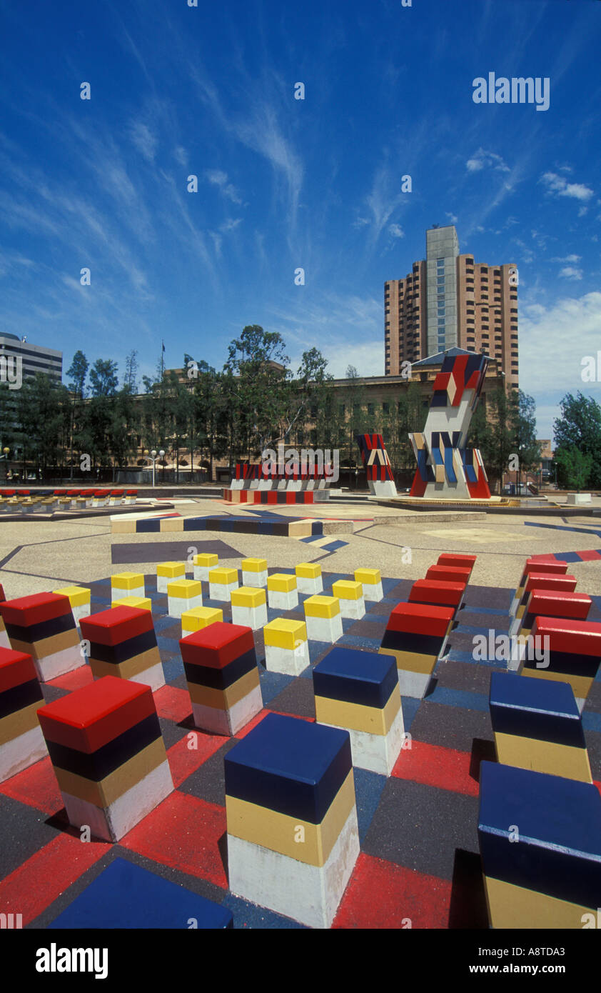 Coloured blocks outside Parliament building Adelaide South Australia ...