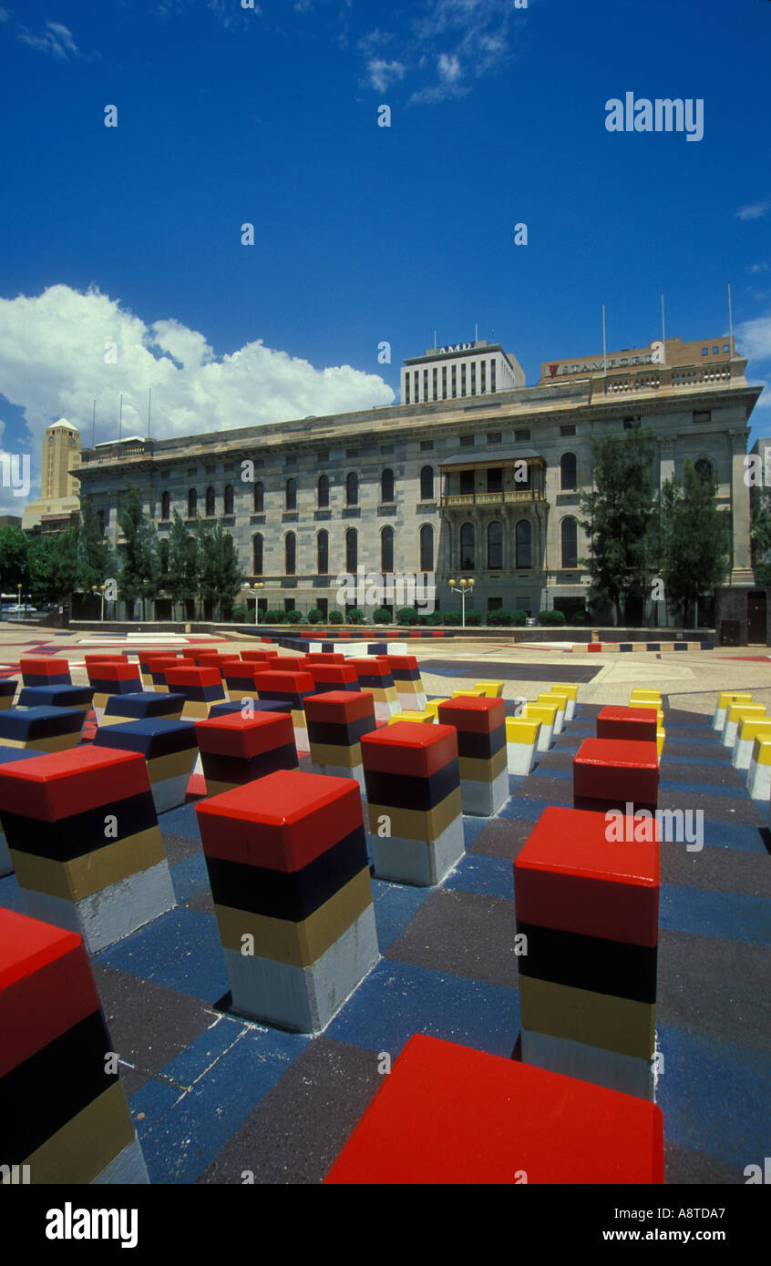 Coloured blocks outside Parliament building Adelaide South Australia ...