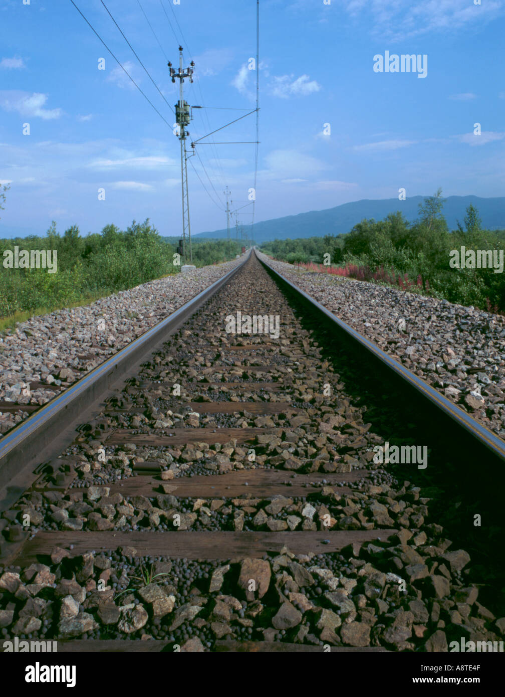 The railway between Malmberget, Sweden, and Narvik, Norway, near Lake ...