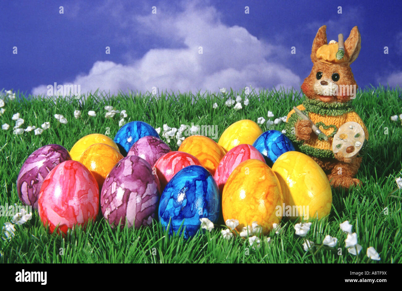 easter bunny painting eggs Stock Photo - Alamy