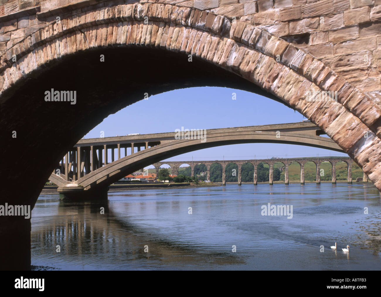 Tweed road and rail bridges hi-res stock photography and images - Alamy