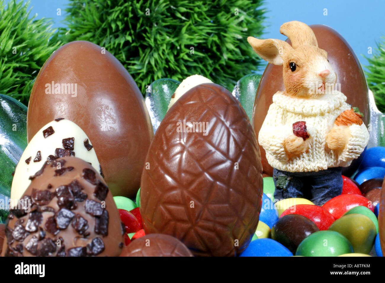 Easter bunny with Easter eggs Stock Photo - Alamy