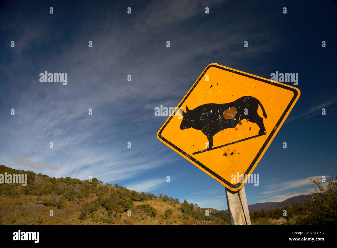 Yellow road sign patagonia hi-res stock photography and images - Alamy