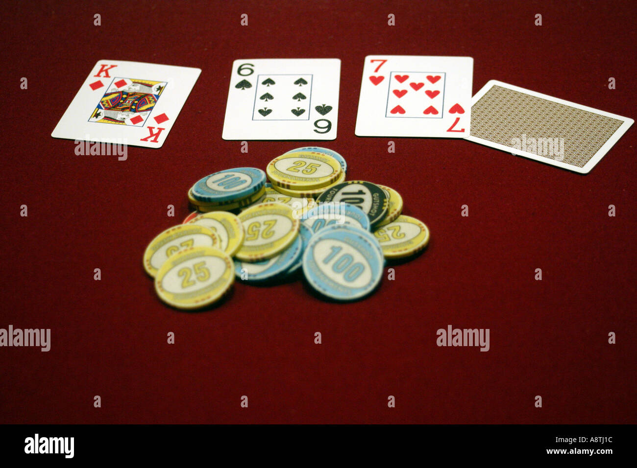 Poker chips and picture cards Stock Photo - Alamy