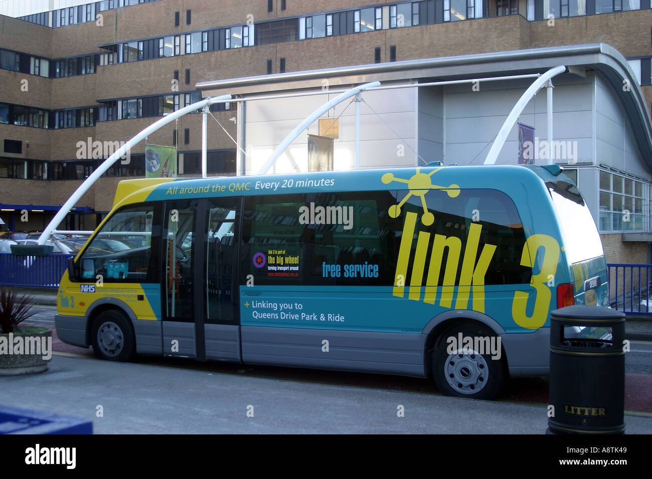 Link 3 bus at Queens Medical Centre takes hospital visitors from the ...