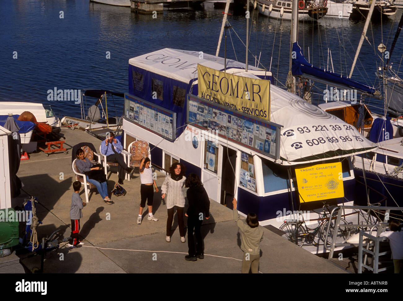 Spaniards, Spanish people, girls jumping rope, Olympic Port, Barcelona ...