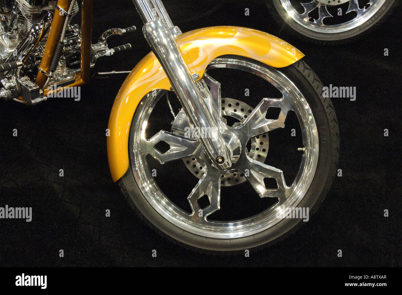 Motorcycle Show. Custom chopper wheel Stock Photo - Alamy
