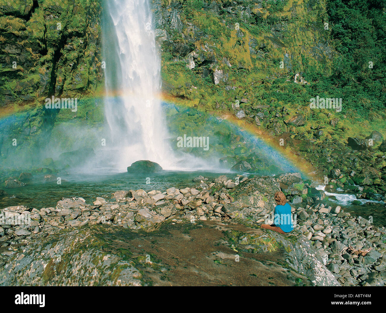 New Zealand. Fiordland. Sutherland Falls Waterfall Stock Photo - Alamy