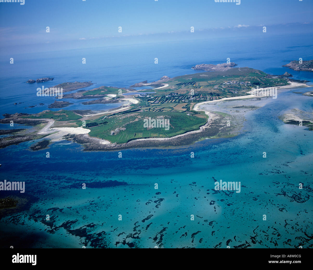 Travel. United Kingdom. England. Scilly Isles. Aerial view. Bryher ...