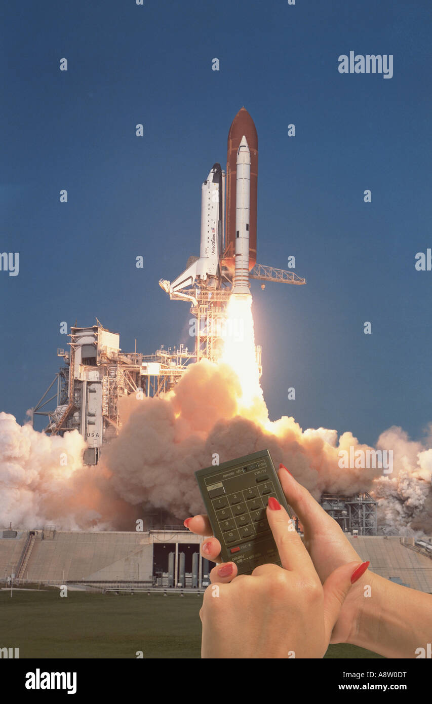 Concept image of Space Shuttle launch controlled by hand held remote ...