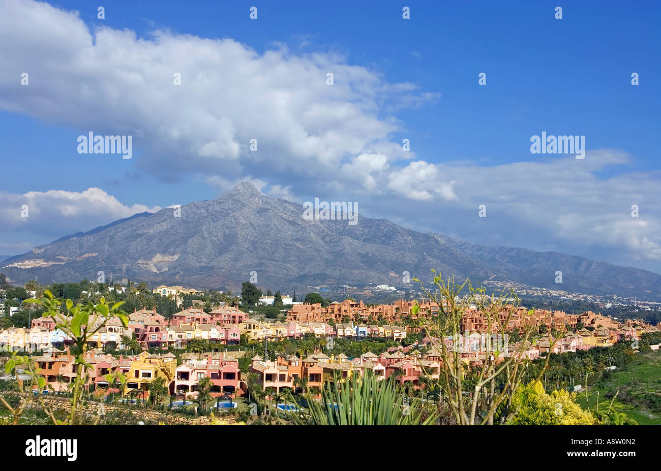 Colourful houses and homes at the foot of La Concha mountain in ...