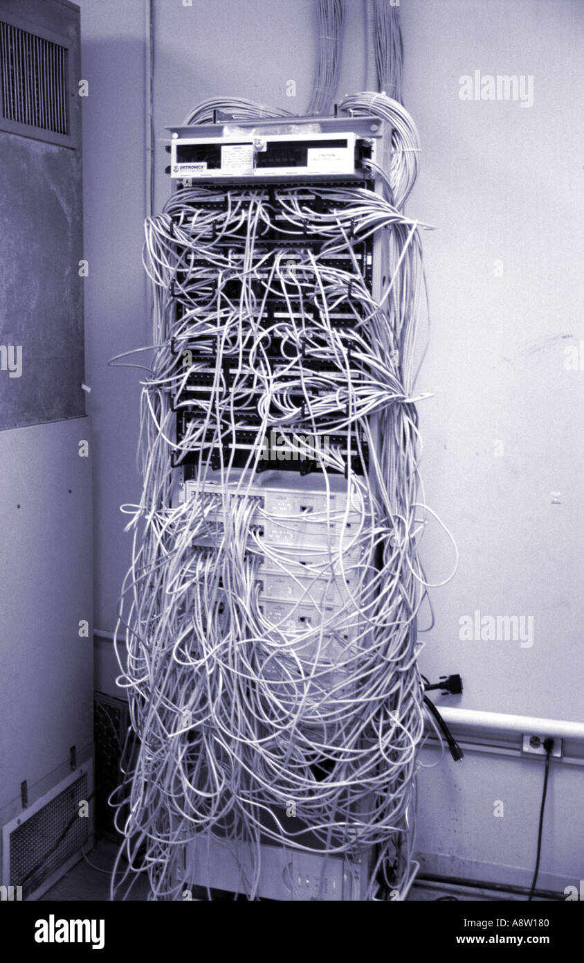 Computer tower with a mess of wires connected confusion wired ...