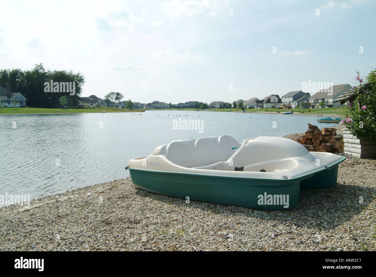 lakeside housing on an american housing estate in indiana wooden house ...