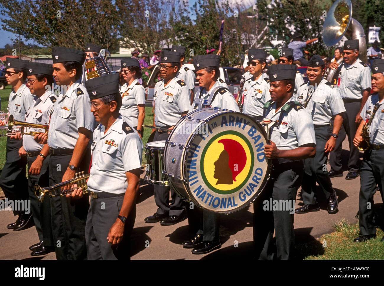Hawaiians Hawaiian boys young boys children marching band in the ...