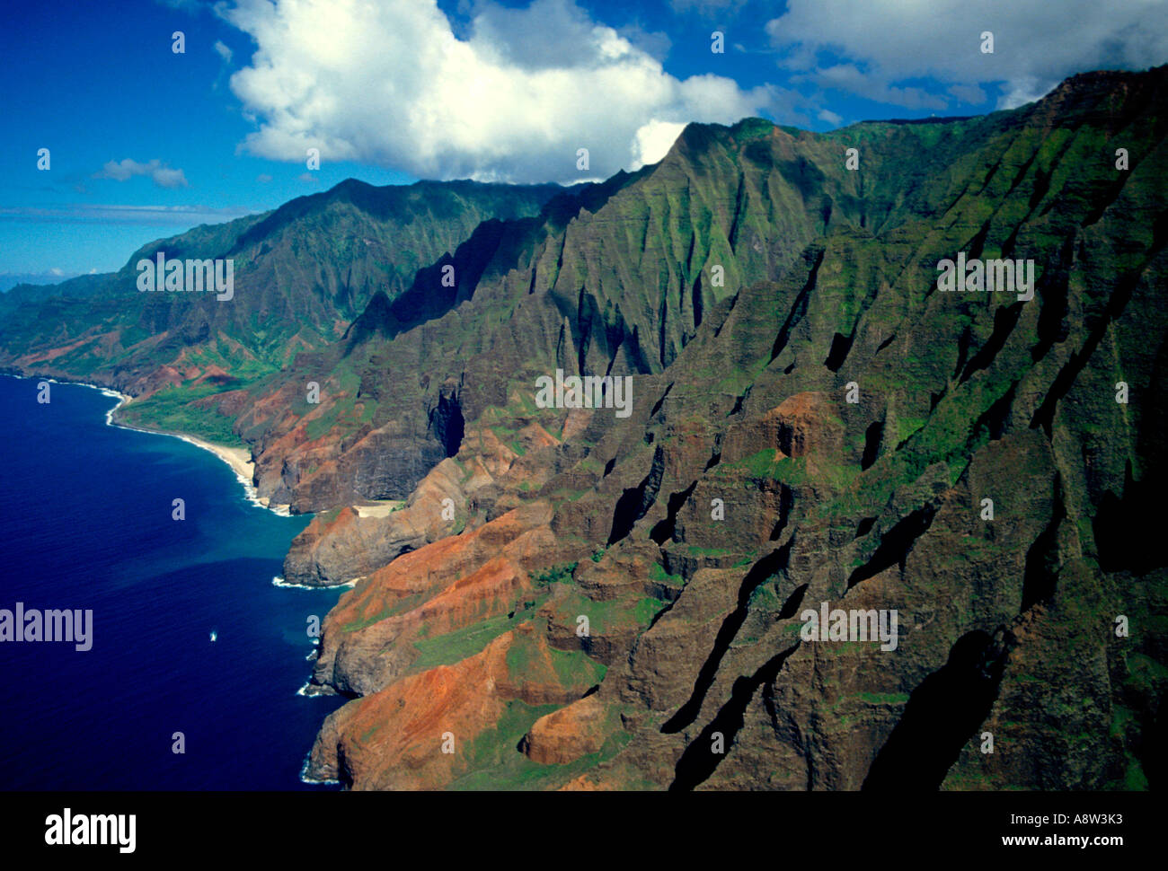 landscape, mountains, fluted cliff, fluted cliffs, Na Pali Coast, Kauai ...