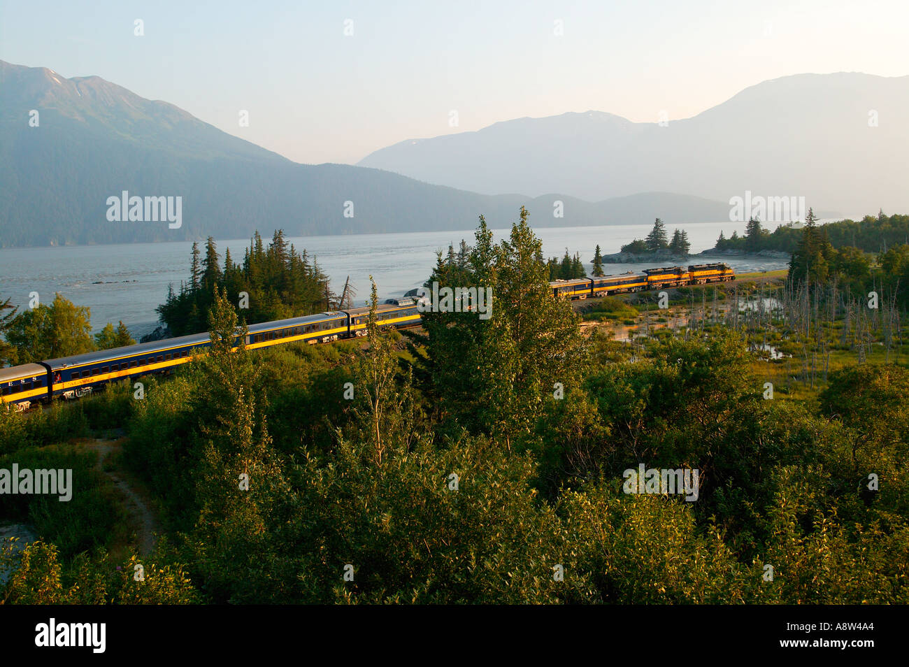 The Alaska Railroad travels along Turnagain Arm Alaska Stock Photo - Alamy