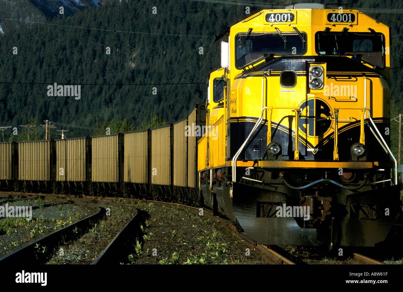 Alaska Railroad hauling coal Seward Alaska Stock Photo - Alamy