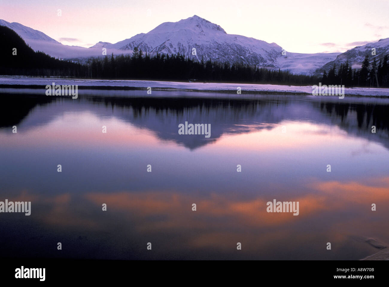 Winter Reflection on Resurrection River Kenai Fjords National Park ...