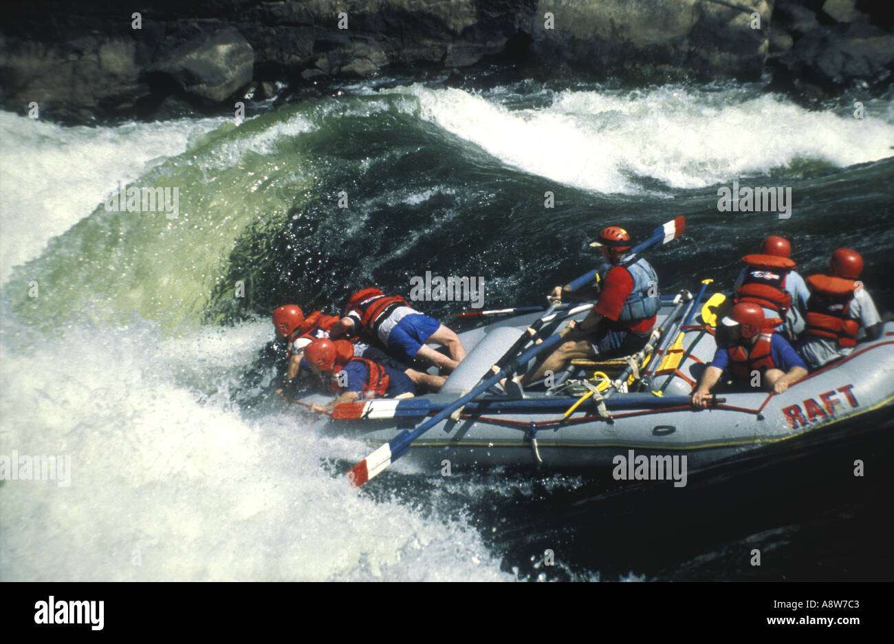 White water rafting on the Zambezi River near Victoria Falls in the ...