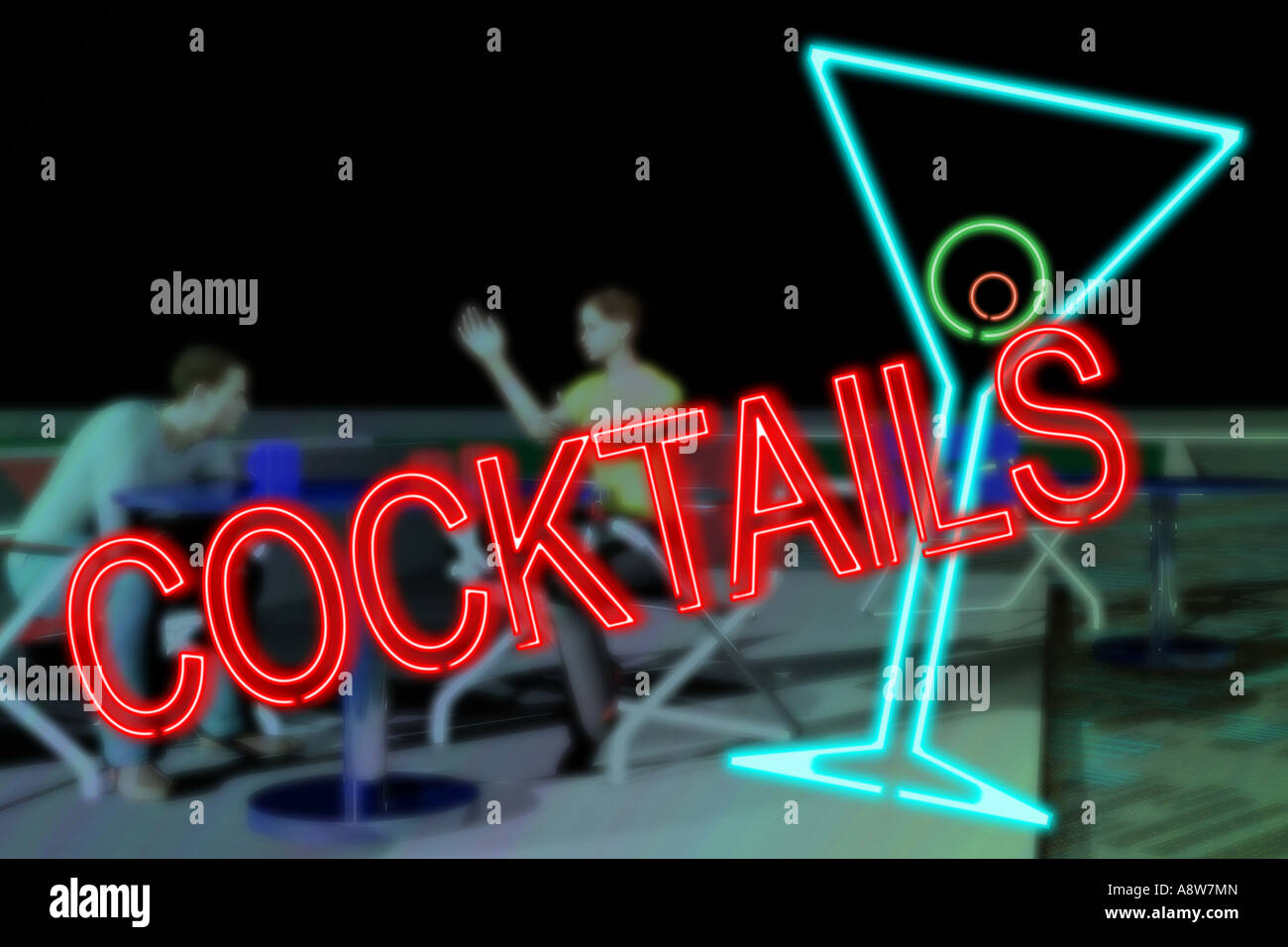 Neon cocktail sign Stock Photo - Alamy