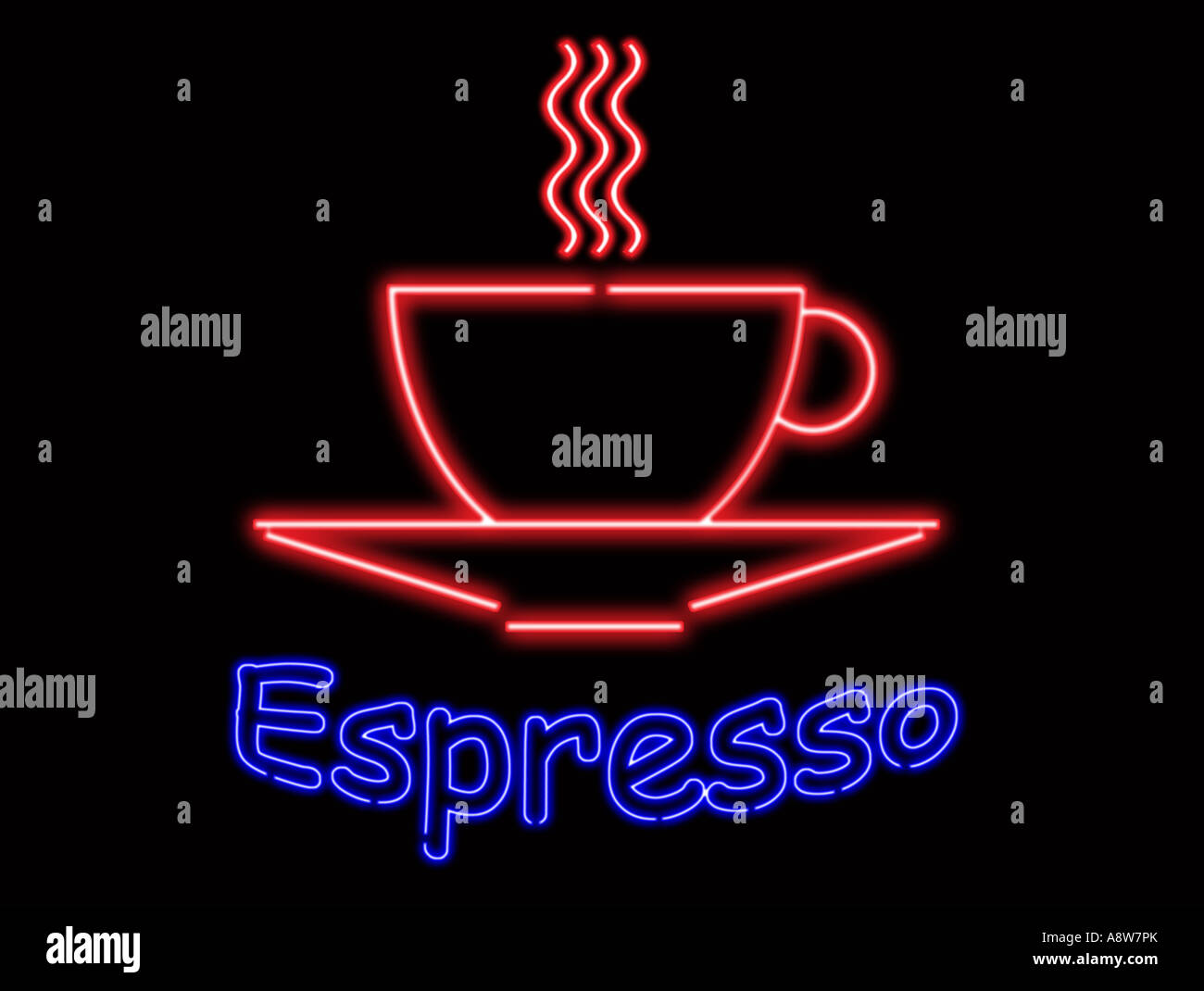 Neon coffee cup sign Stock Photo - Alamy