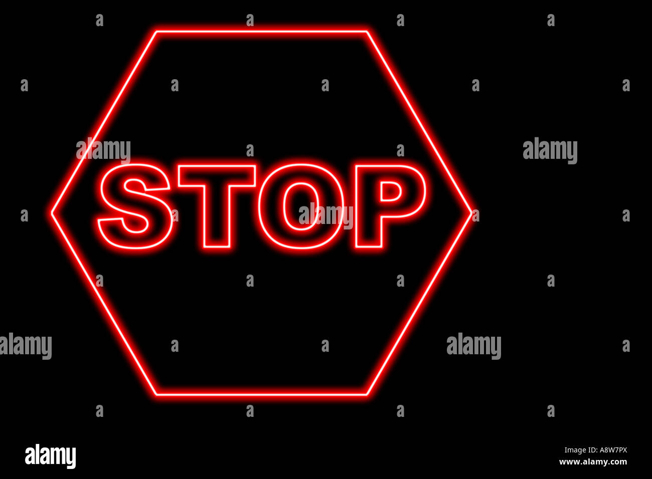 Red neon stop sign Stock Photo - Alamy