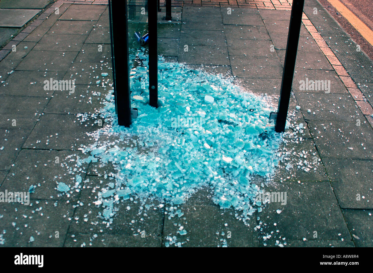Smashed Up Bus Shelter Stock Photo - Alamy