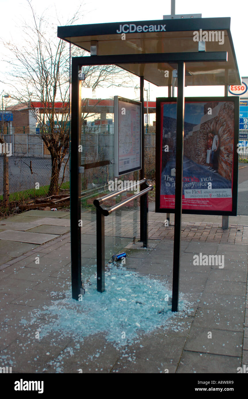 Smashed Up Bus Shelter Stock Photo - Alamy