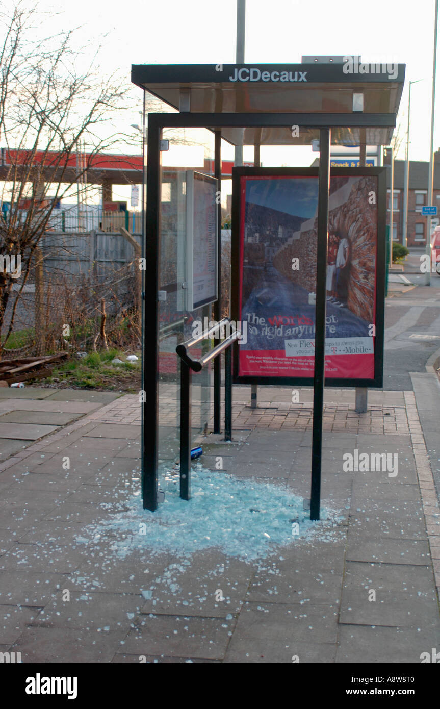Smashed Up Bus Shelter Stock Photo - Alamy