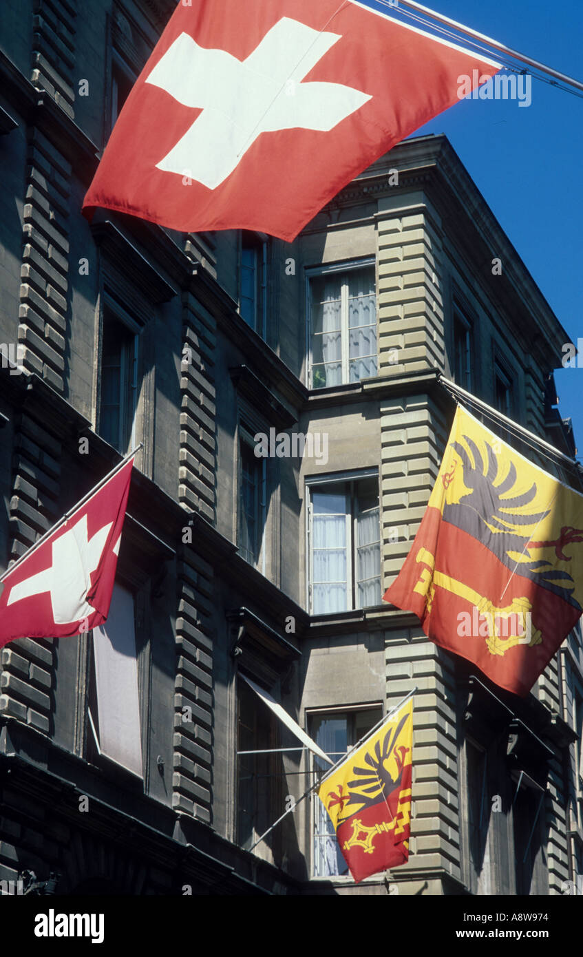 Flags Geneva Switzerland Stock Photo - Alamy