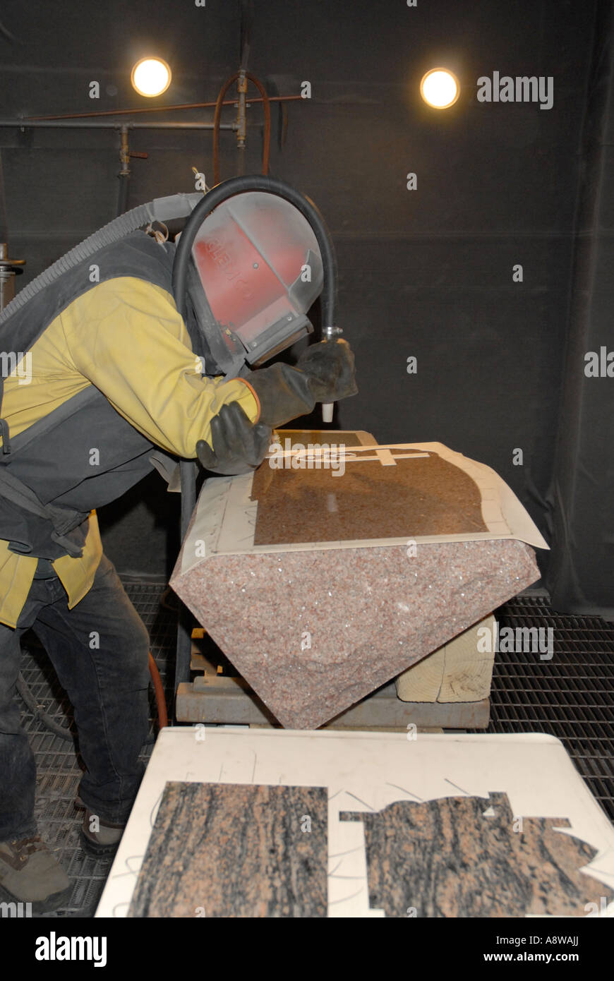 Granite memorial sandblast Stock Photo - Alamy