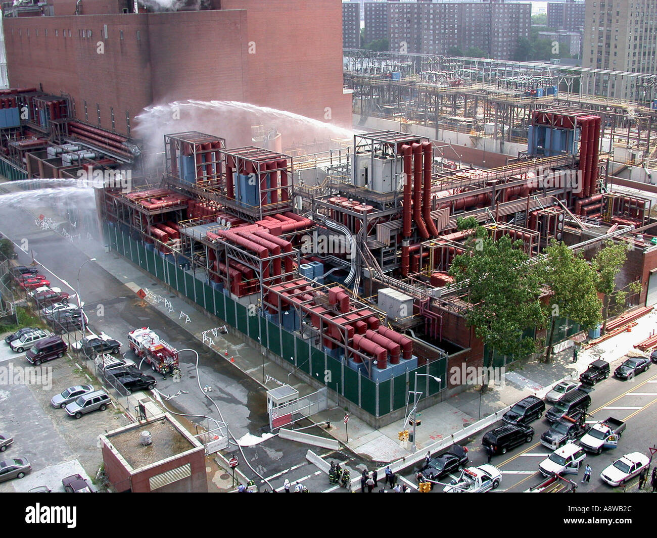 Firefighters douse the flames at the Con Edison 14th Street generating ...