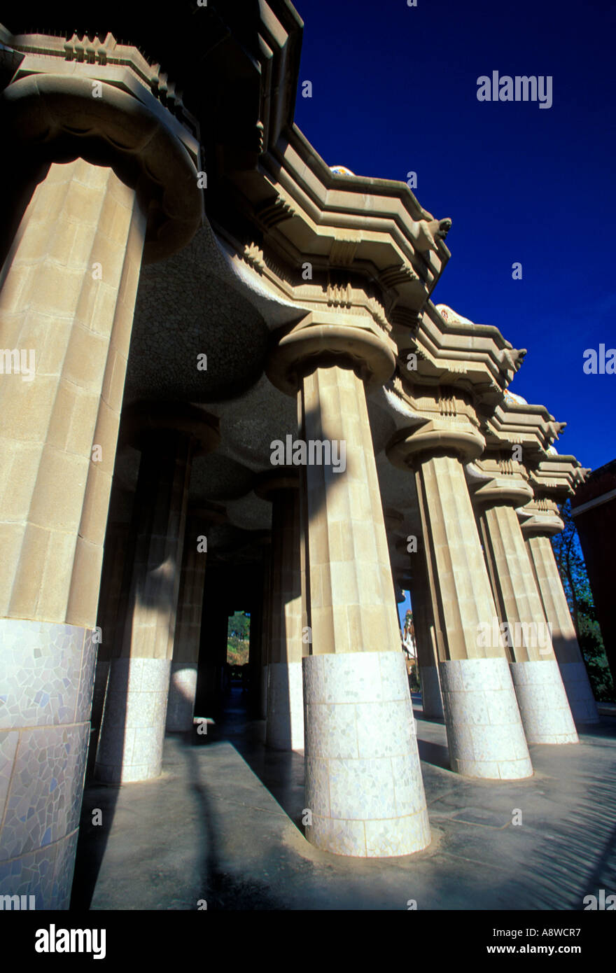 Doric columns below the main terrace, Park Guell, Parc Guell, by Antoni ...