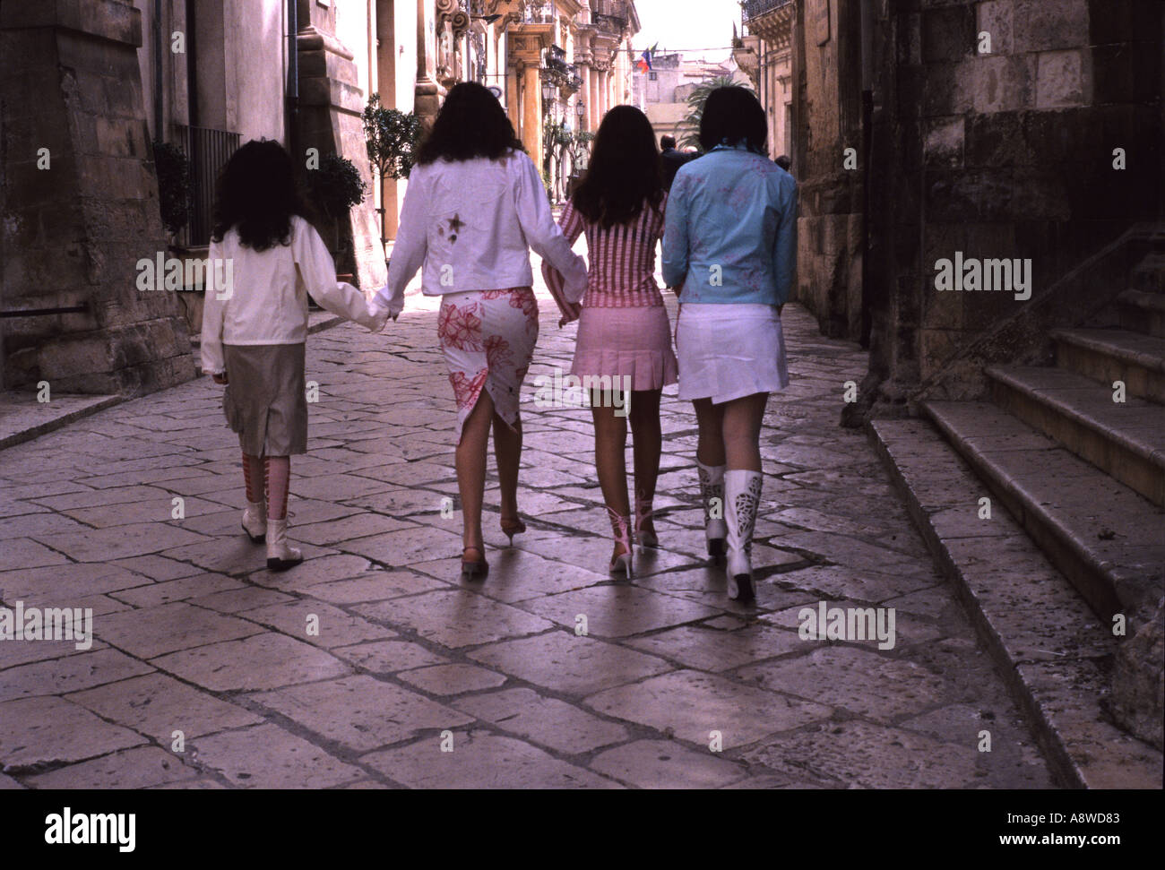 Girls in Scicli Sicily Stock Photo - Alamy