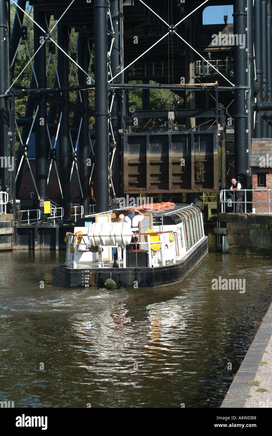 Boat Entering Anderton Boat Lift near Barnton Cheshire England United ...