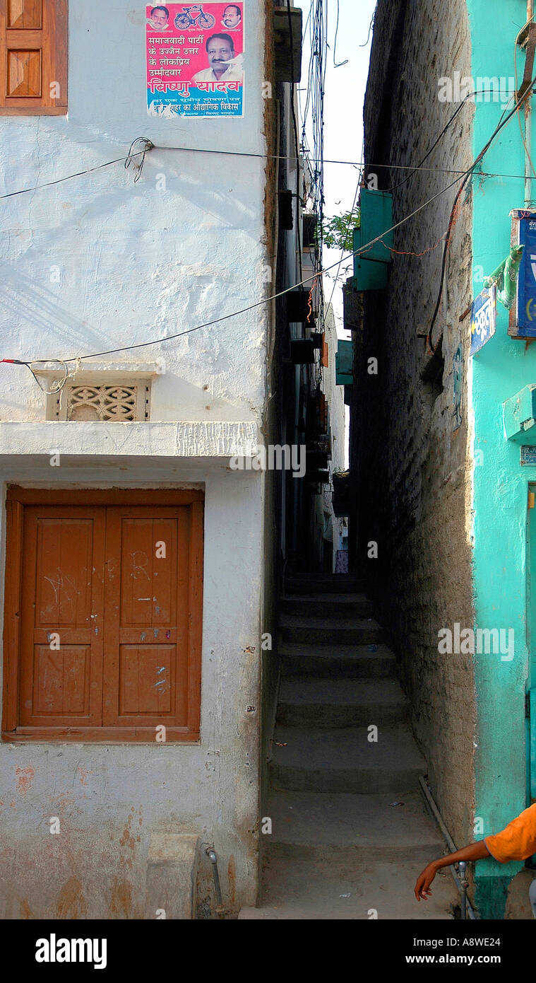 very narrow stairs steps street scene Ujjain India Stock Photo - Alamy