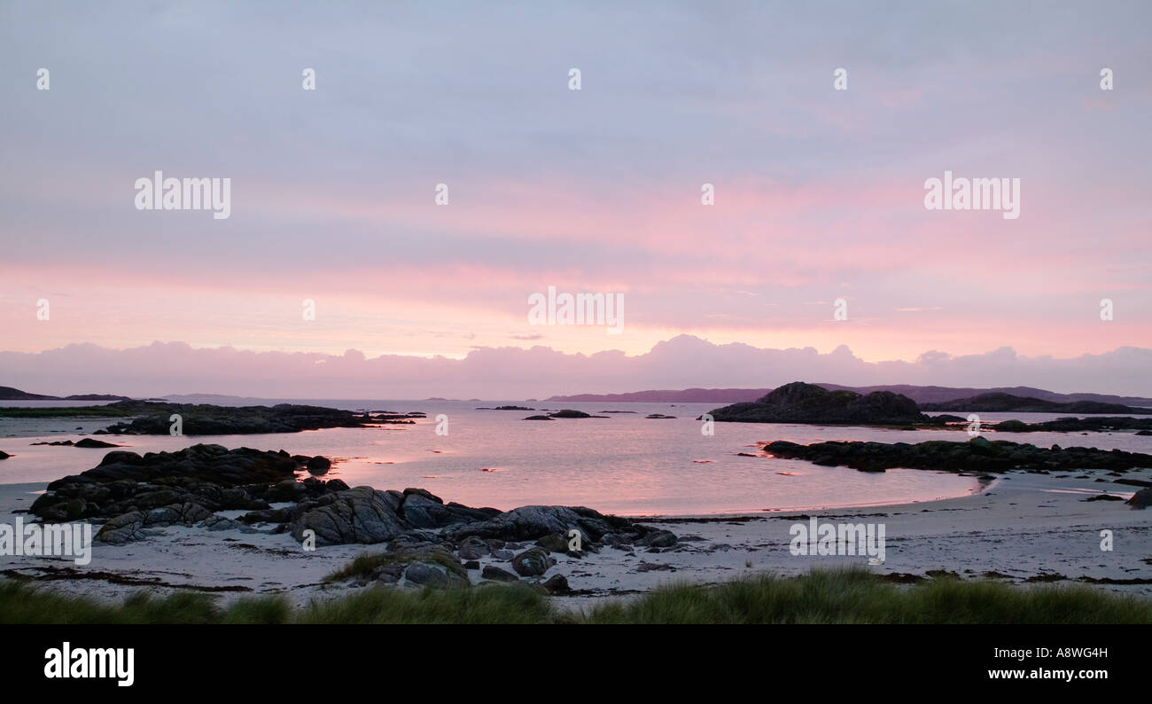 Crimson Sunset at Fidden campsite near Fionnphort Isle of Mull Scotland ...