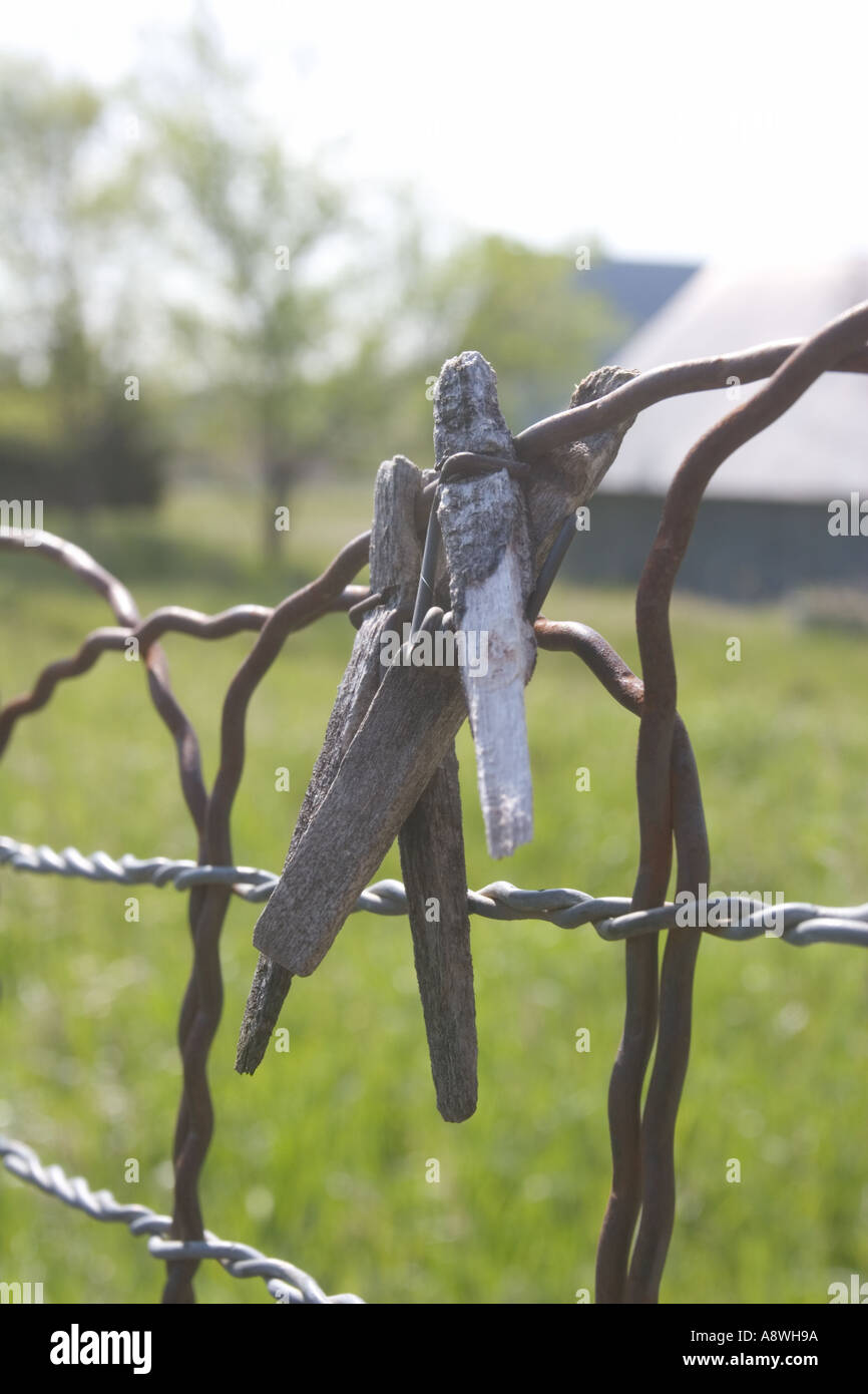 Old clothes pin on rusty old fence Stock Photo - Alamy
