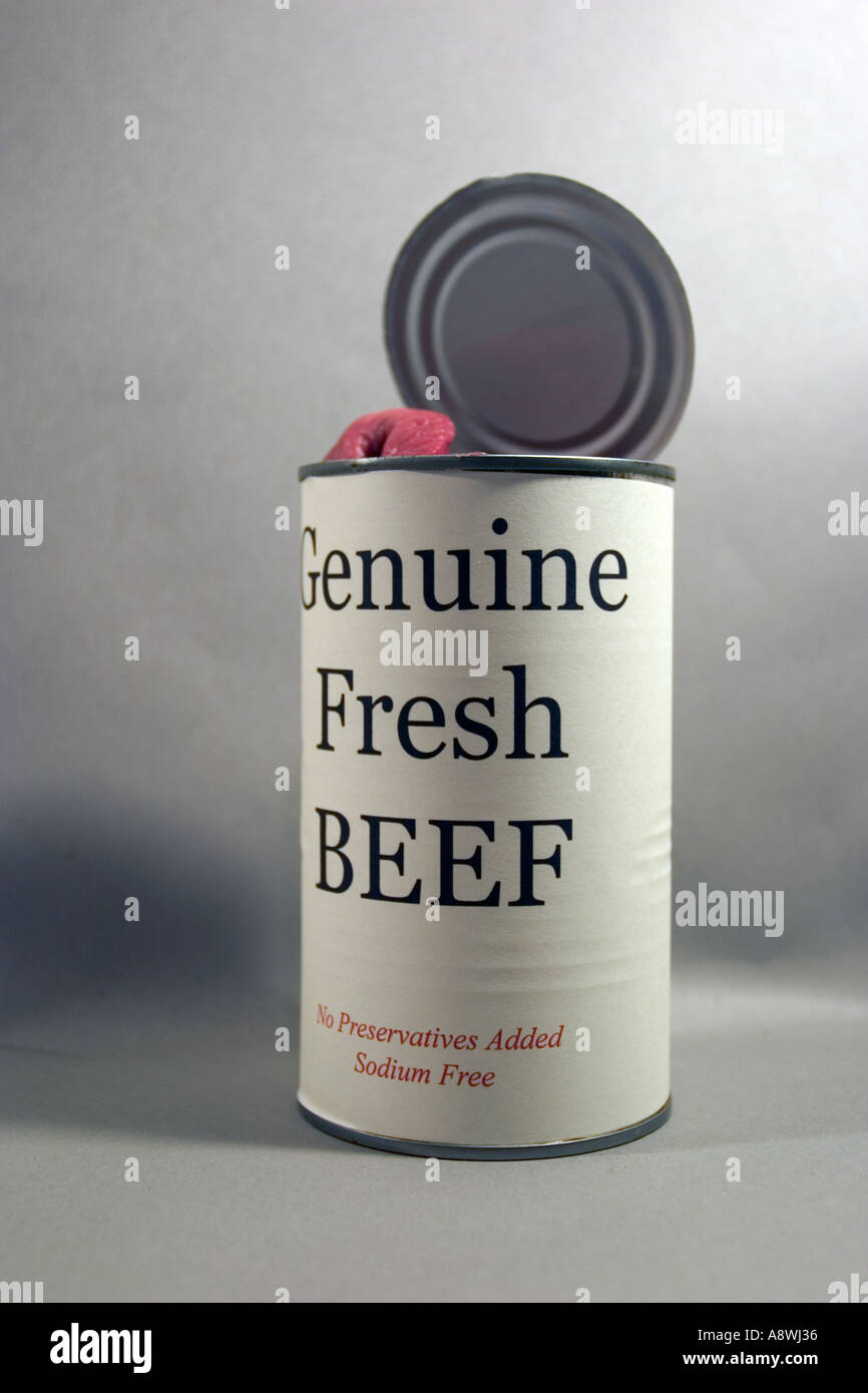 Canned fresh meat Beef Not really available Stock Photo - Alamy