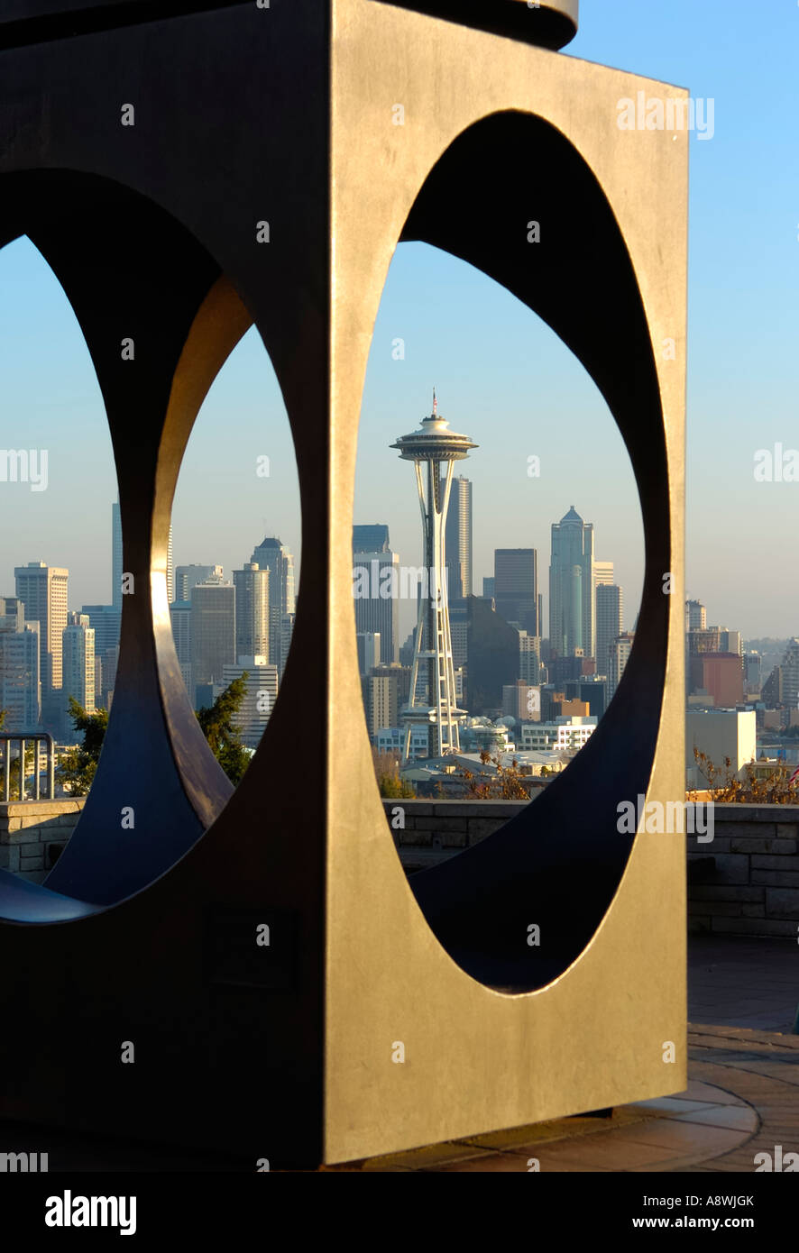 City of Seattle framed by a sculpture, Washington USA Stock Photo - Alamy