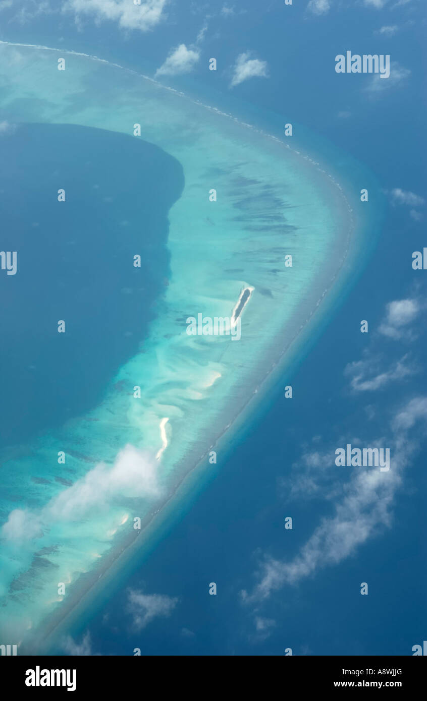 An aerial view of a typical atoll, Maldives MV Stock Photo - Alamy