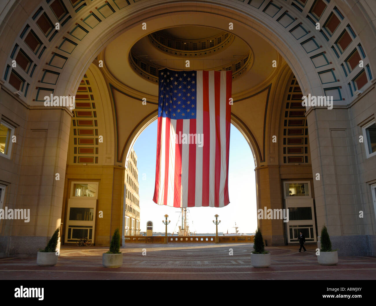 The American national flag at Rowes Wharf, Boston MA Stock Photo - Alamy