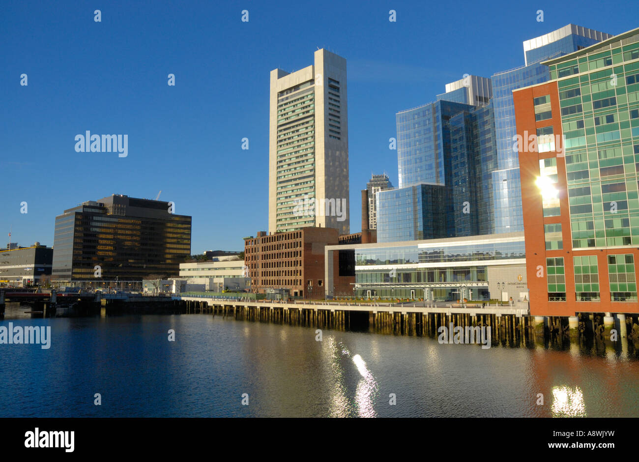 Waterfront with the Intercontinental Hotel and Federal Reserve tower ...