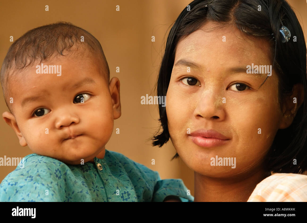 Asia, Myanmar, Monywa, Burmese mother and child Stock Photo - Alamy