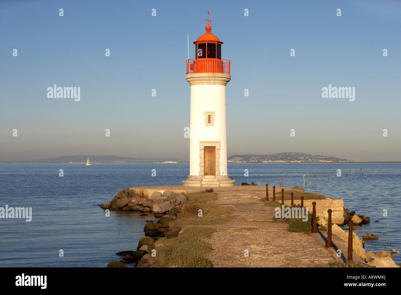 FRENCH LIGHTHOUSE, CANAL DU MIDI, LANGUEDOC ROUSSILLON, MARSEILLAN ...